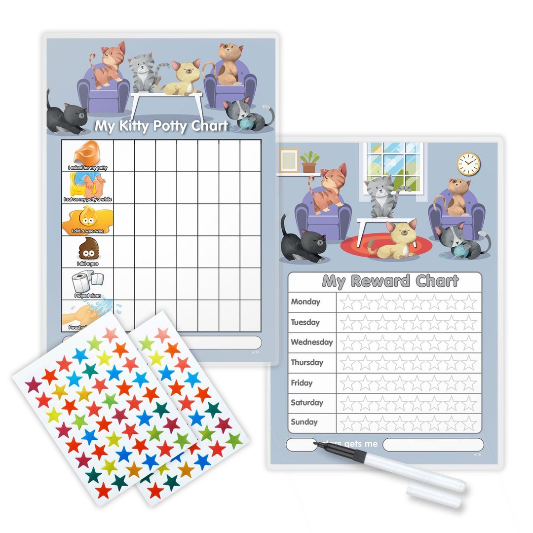 Re-usable Potty and Reward Chart SET (including 96 FREE Stickers and ...