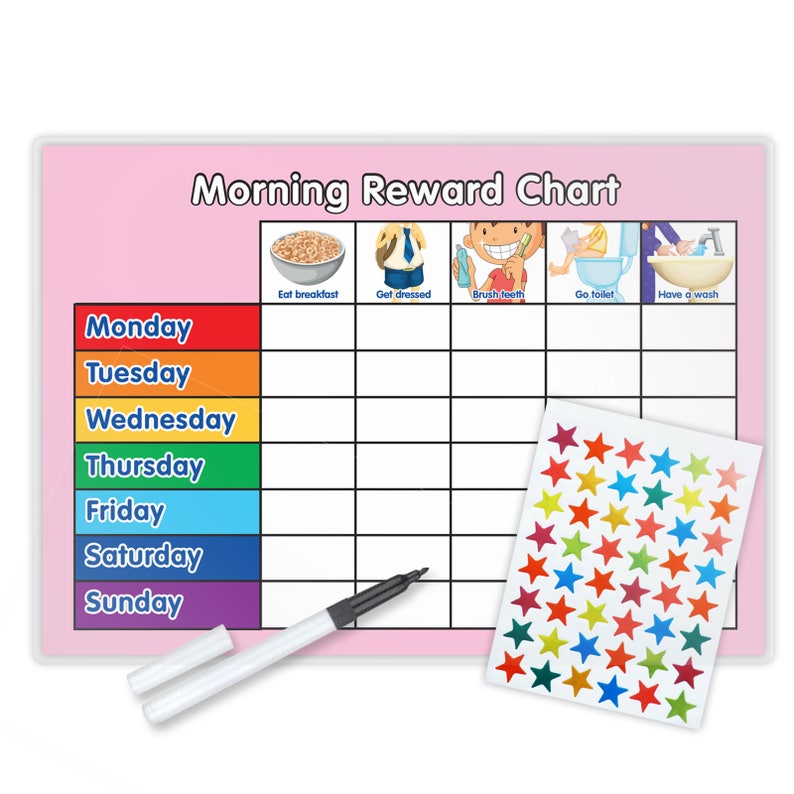 Re-usable Morning Reward Chart including FREE Stickers and Pen Pack of ...