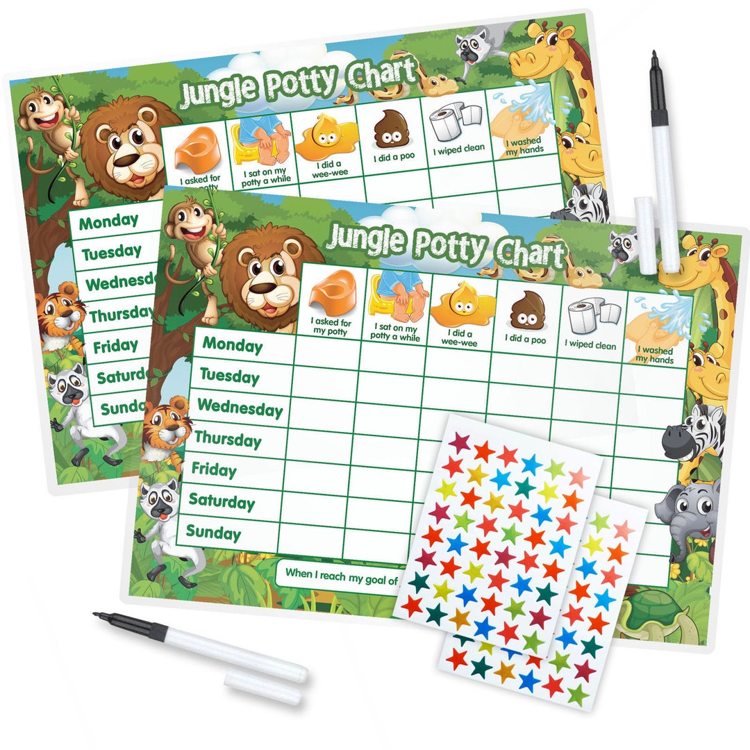 Re-usable Potty Chart (including FREE Stickers and Pen) - Twin Pack ...