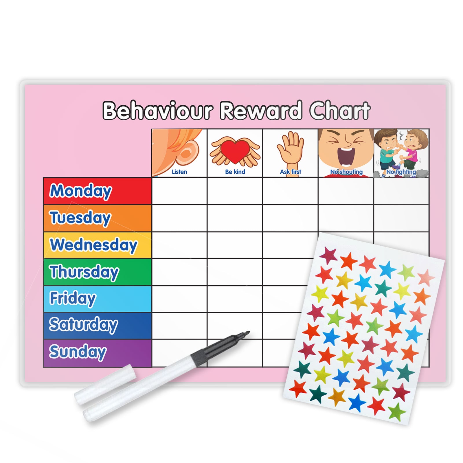 Re-usable Behaviour Reward Chart (including FREE Stickers and Pen ...