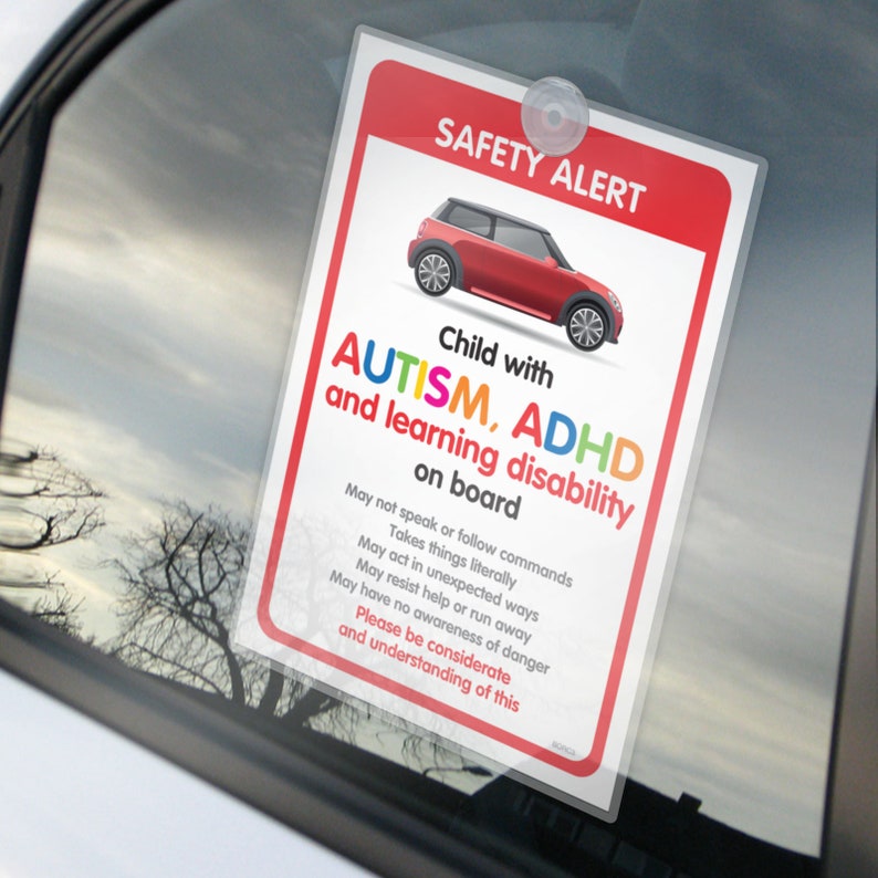 Autism Car Sign Awareness Sign for Emergency Services BORC3 - Etsy