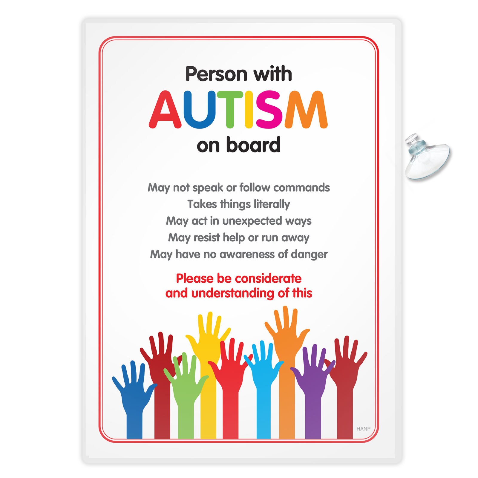 Autism Car Sign Awareness Sign for Emergency Services HANP - Etsy