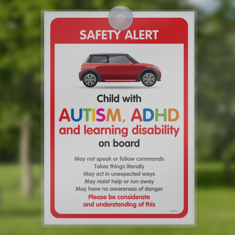 Autism Car Sign Awareness Sign for Emergency Services BORC3 - Etsy
