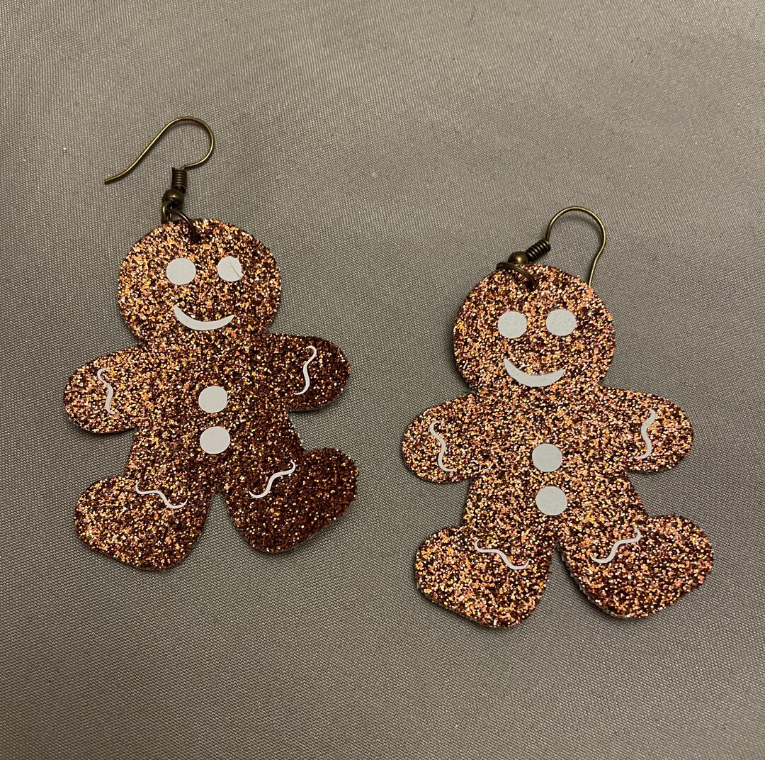 Glitter Gingerbread Man Faux Leather Earrings - Etsy