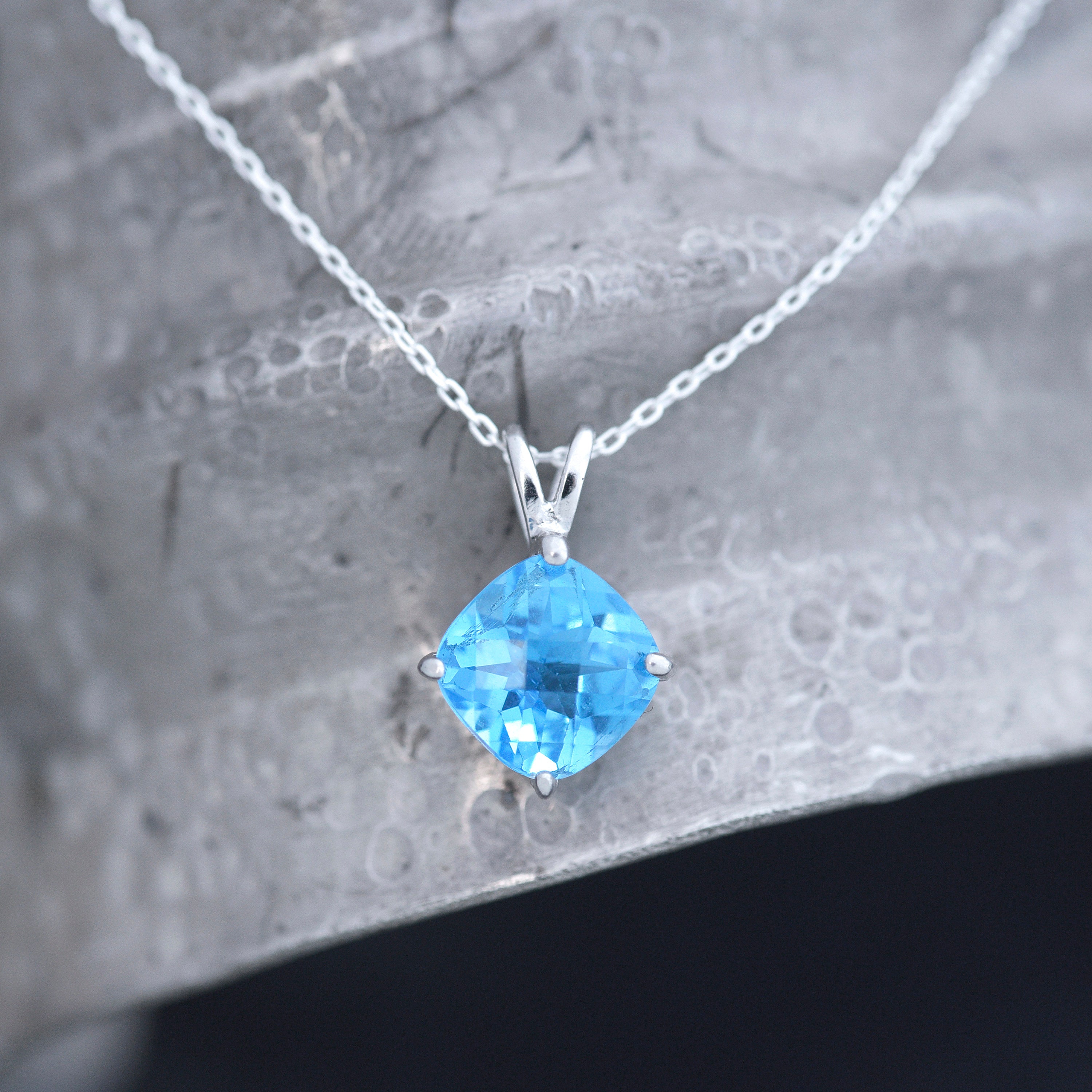 Sterling Silver Topaz Pendant Solitaire Topaz December - Etsy UK