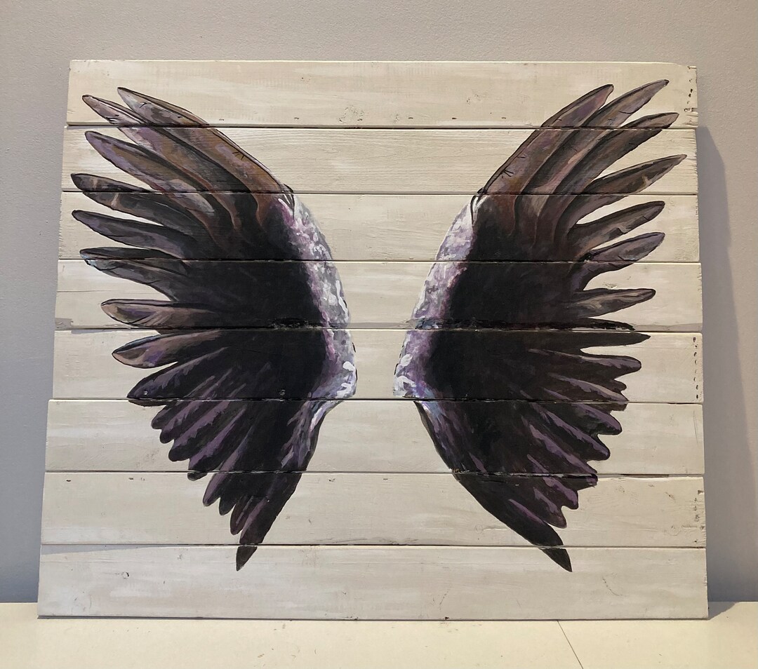 Pallet Painting,crow Art,bird Wings Painting,acrylic ,,large Wall Art ...