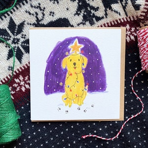 Yellow Labrador Christmas Card (148mm X 148mm) Dog, Xmas, Golden Lab ...