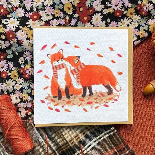 Retro Fox Greetings Card - Etsy