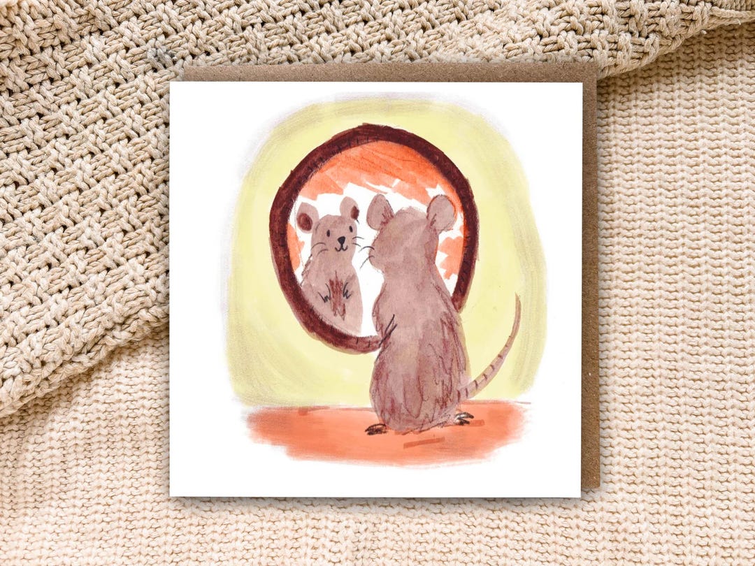 Cute Mouse Greetings Card (148mm X 148mm) Illustrated Blank Card, Mice ...