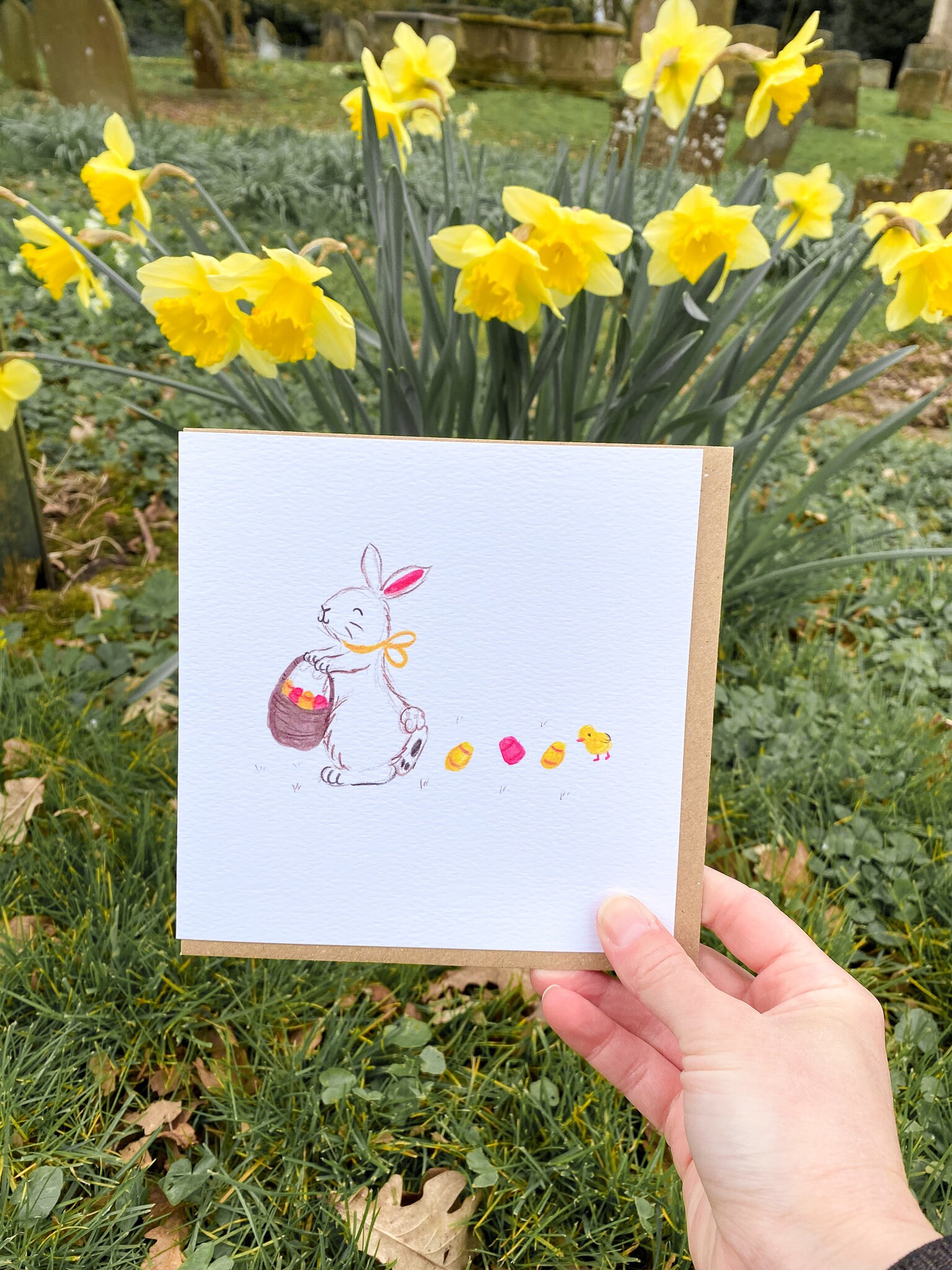 Easter Card 148mm X 148mm Rabbit Cute Egg Bunny Chick - Etsy UK