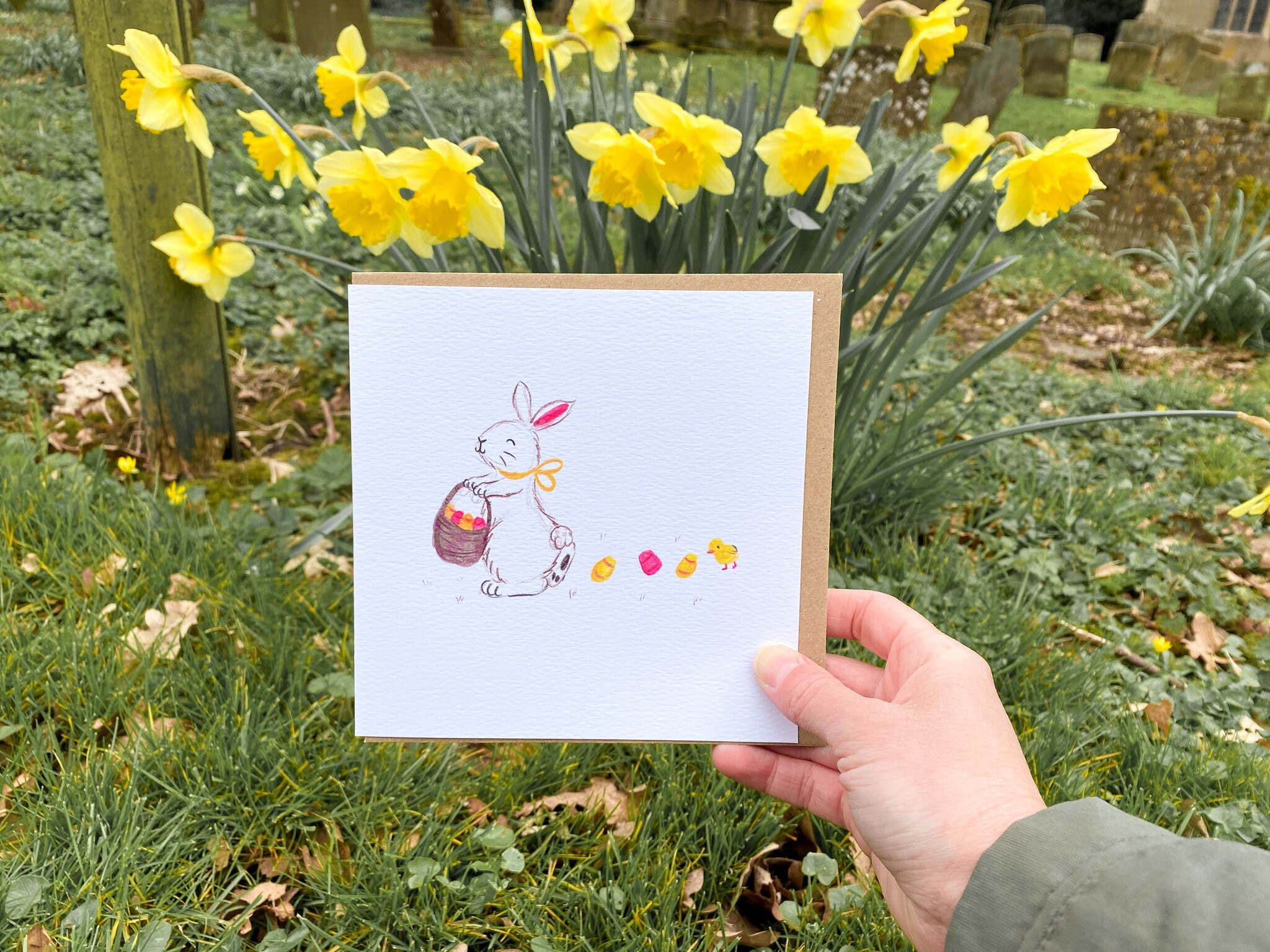 Easter Card 148mm X 148mm Rabbit Cute Egg Bunny Chick - Etsy UK