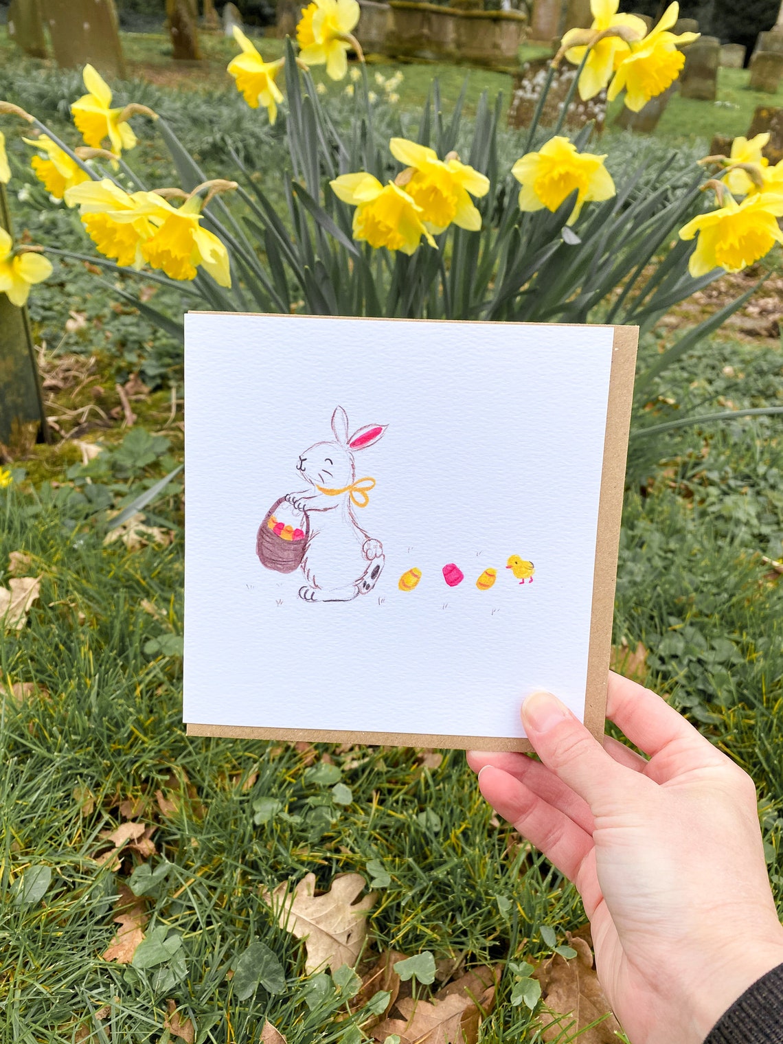 Easter Card 148mm X 148mm Rabbit Cute Egg Bunny Chick - Etsy UK