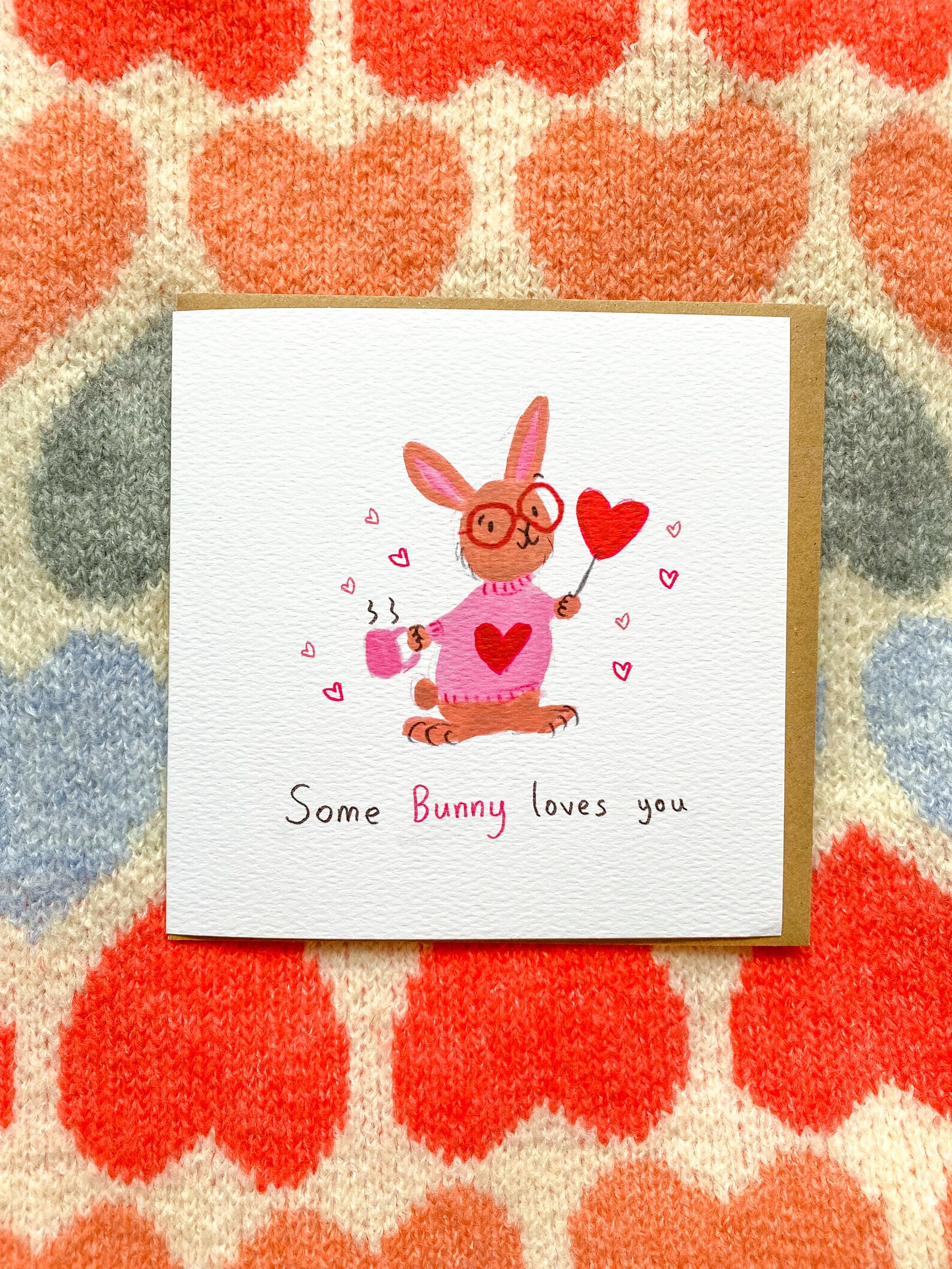 Some Bunny Loves You Valentine's Card 148mm X 148mm Rabbit, Bunnies ...