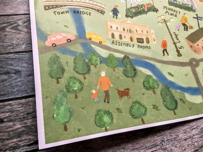 Boston, Lincolnshire, UK Illustrated Map Poster Wall Decor Print Boston ...