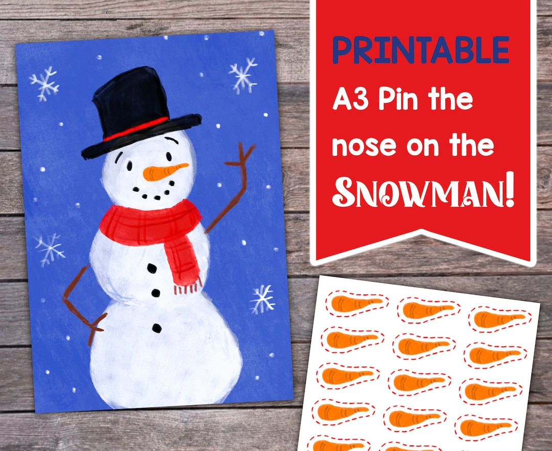 A3 Pin the Carrot / Nose on the Snowman DIGITAL DOWNLOAD - Etsy