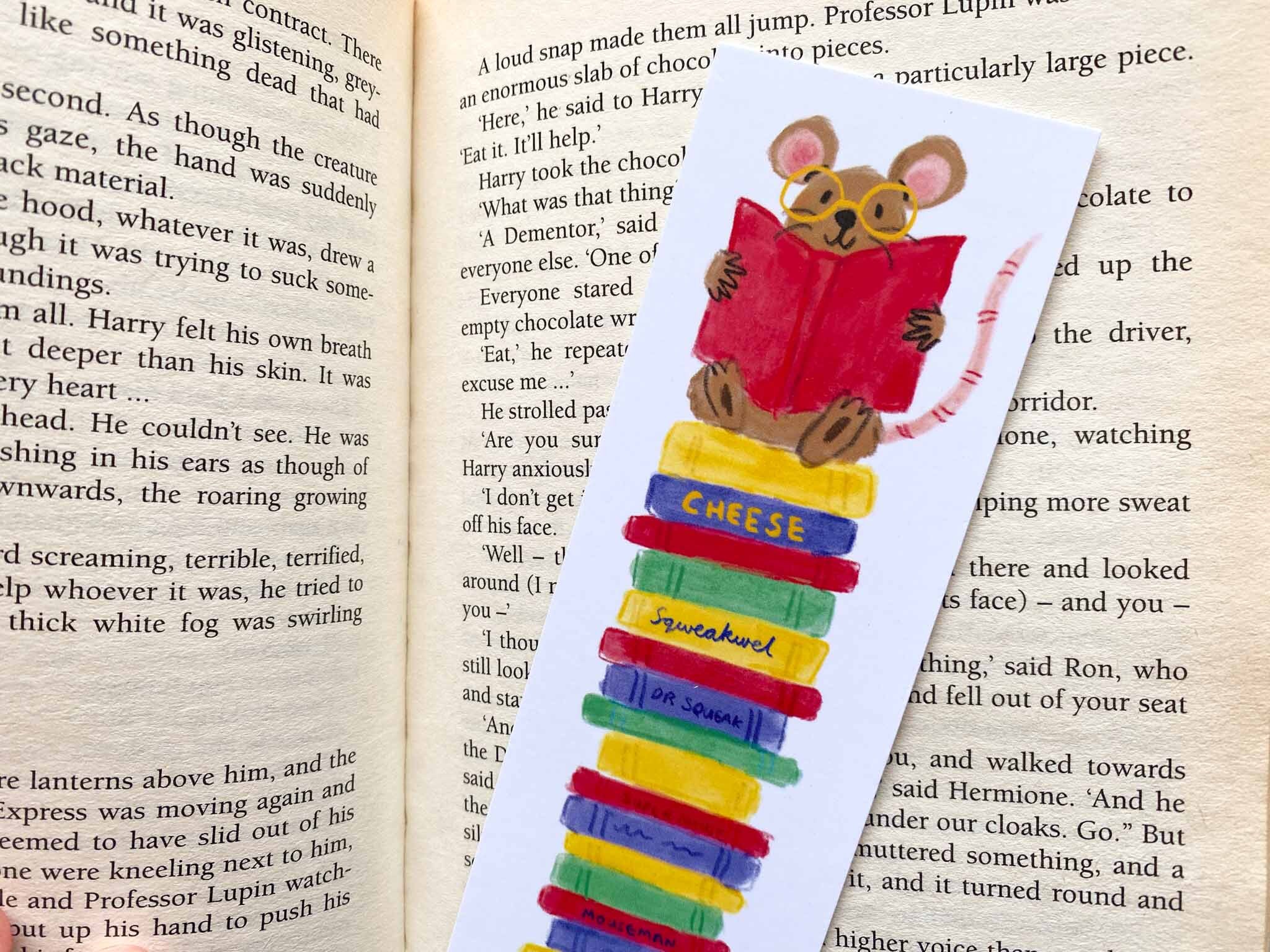 Mouse Reading Double Sided Bookmark 52mm X 210mm Books, Gift, Reader ...
