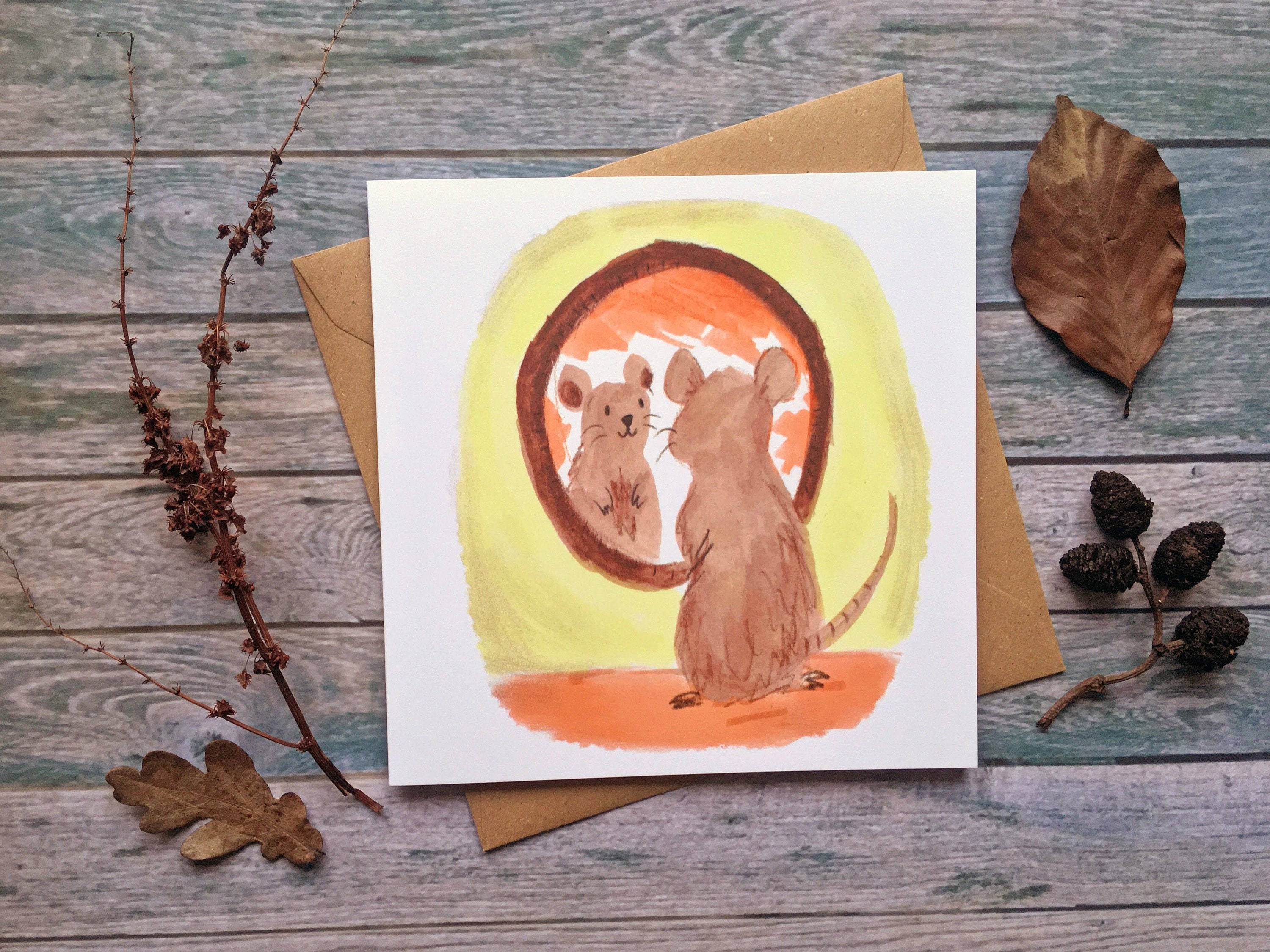 Cute Mouse Greetings Card 148mm X 148mm Illustrated Blank - Etsy