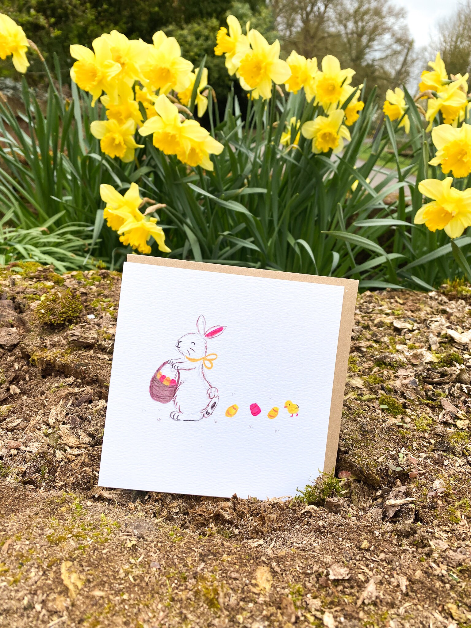 Easter Card 148mm X 148mm Rabbit Cute Egg Bunny Chick - Etsy UK