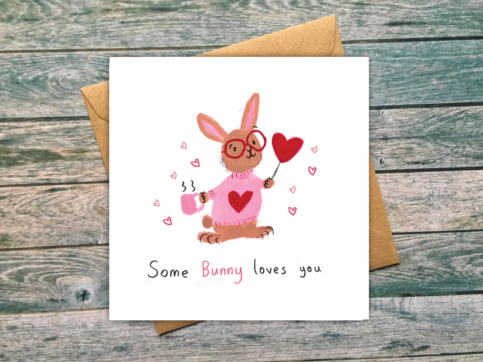 Some Bunny Loves You Valentine's Card 148mm X 148mm Rabbit, Bunnies ...