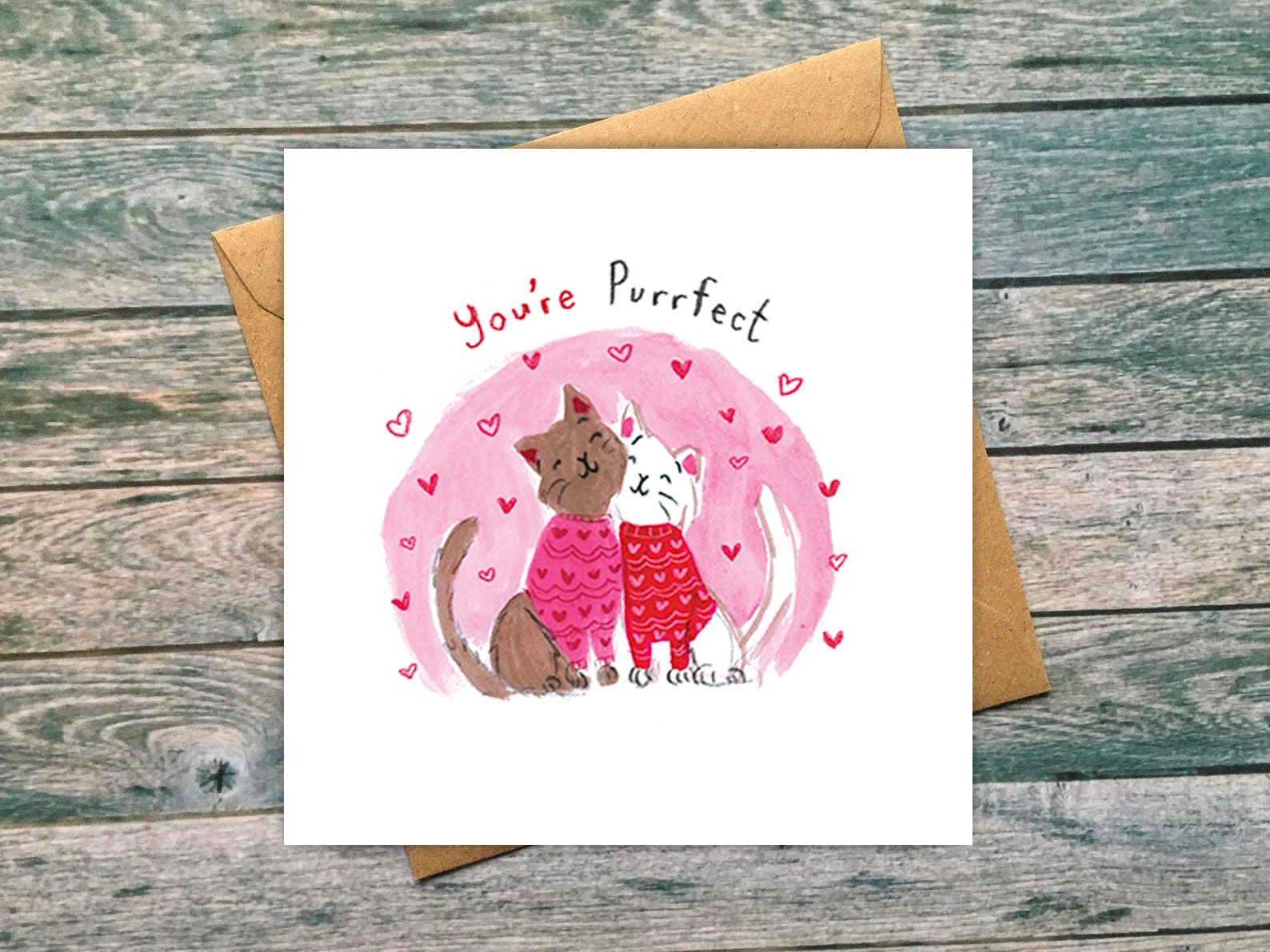 You're Purrfect Cat Valentine's Card 148mm X 148mm Kitten, Cats, Bike ...