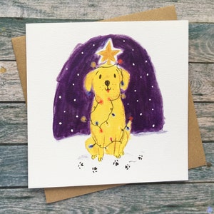 Yellow Labrador Christmas Card (148mm X 148mm) Dog, Xmas, Golden Lab ...