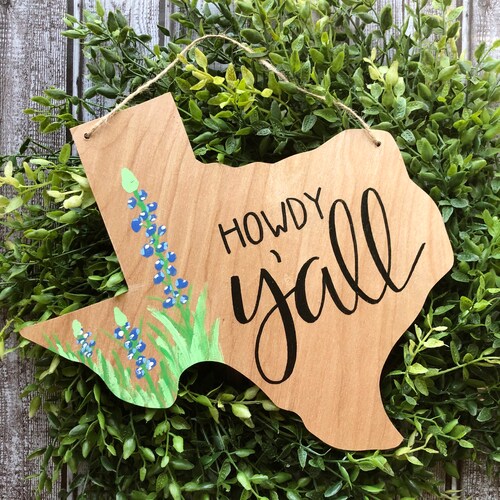 Wooden Texas Bluebonnet Sign - Etsy