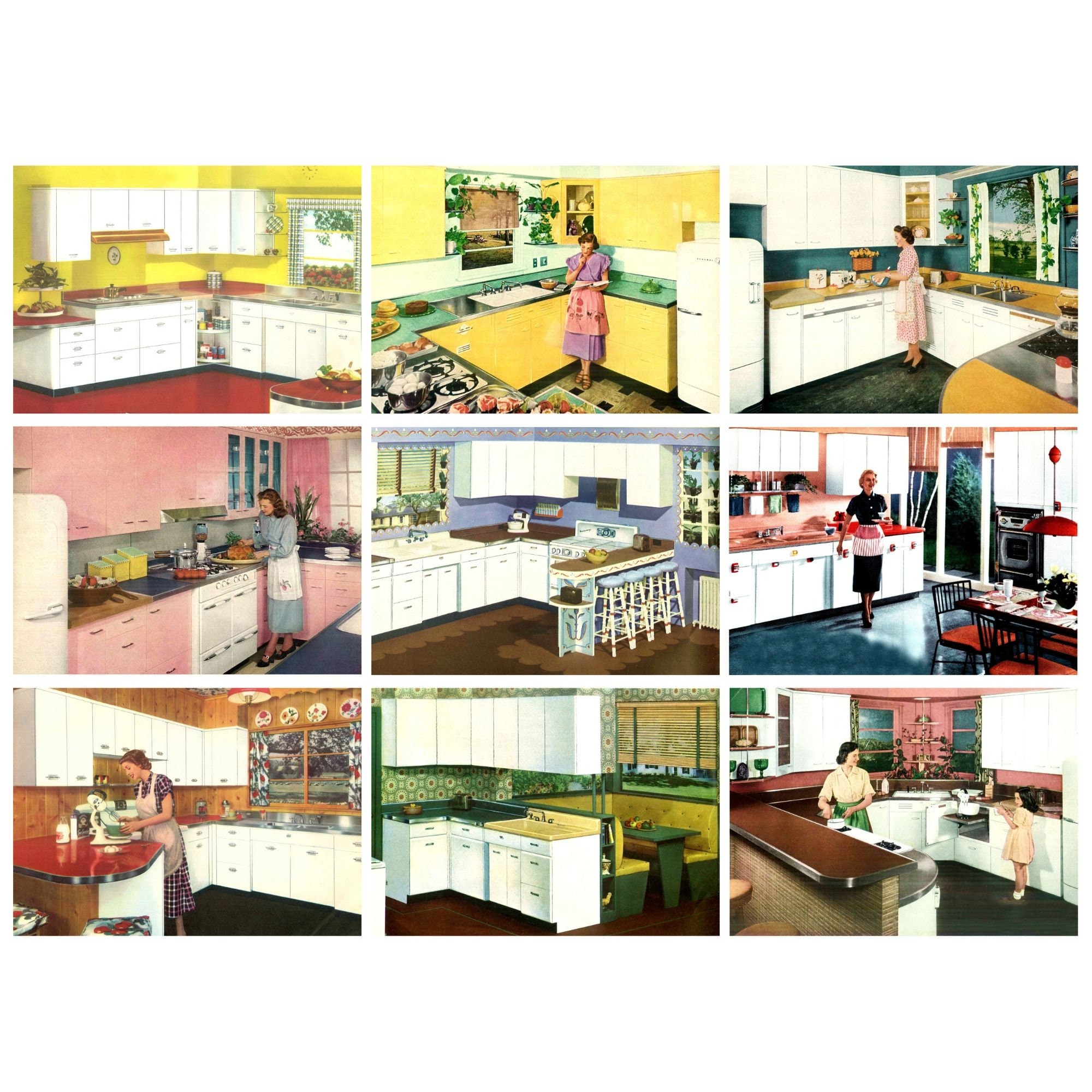 Kitchen Design From the 1950s - Digital Collage Sheet - 9 Vintage ...