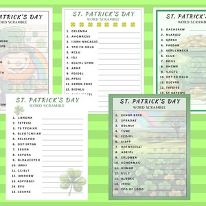 St. Patrick's Day Word Scramble Printable Set of 5 Bundle | Full and ...