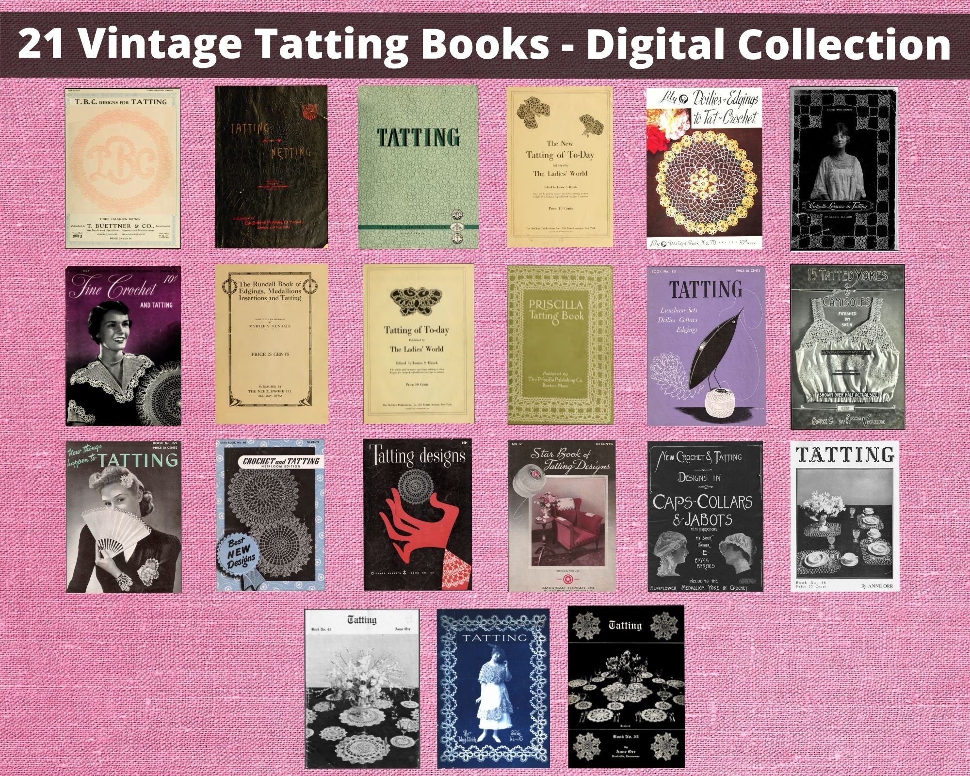 21 Vintage Tatting Digital Books - Patterns - Original Tat Instructions ...
