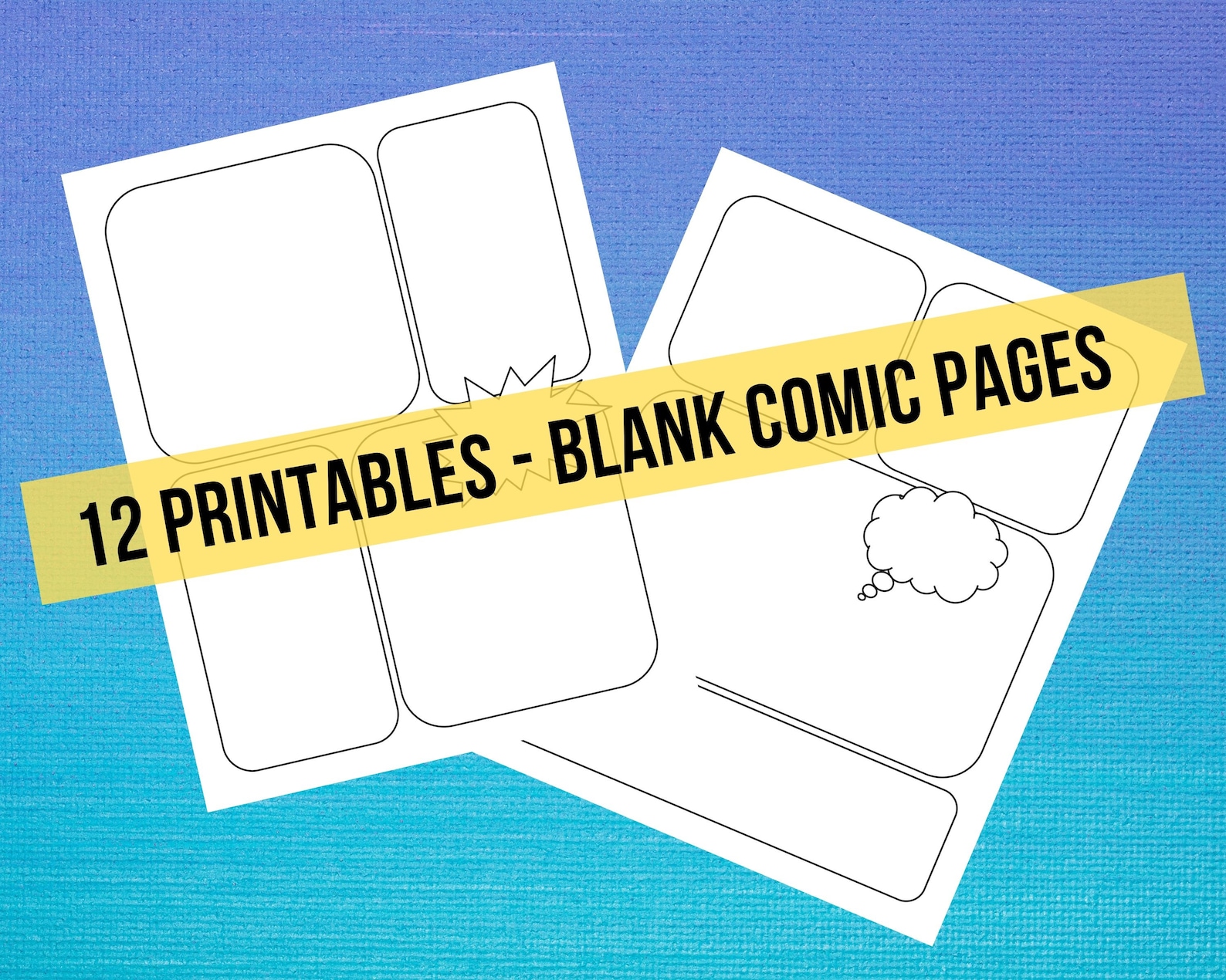 12 Printable Blank Comic Book Pages - Callouts - Digital Paper Pack ...