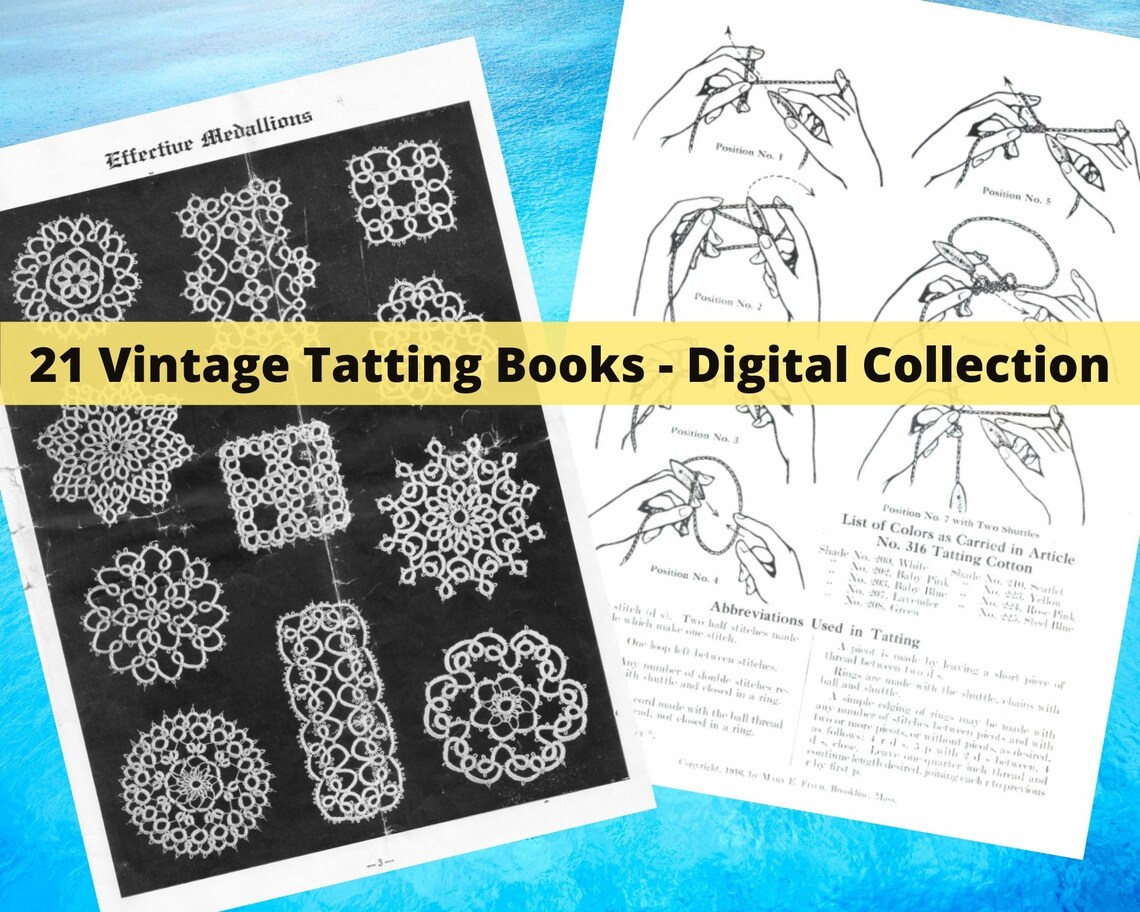 21 Vintage Tatting Digital Books - Patterns - Original Tat Instructions ...
