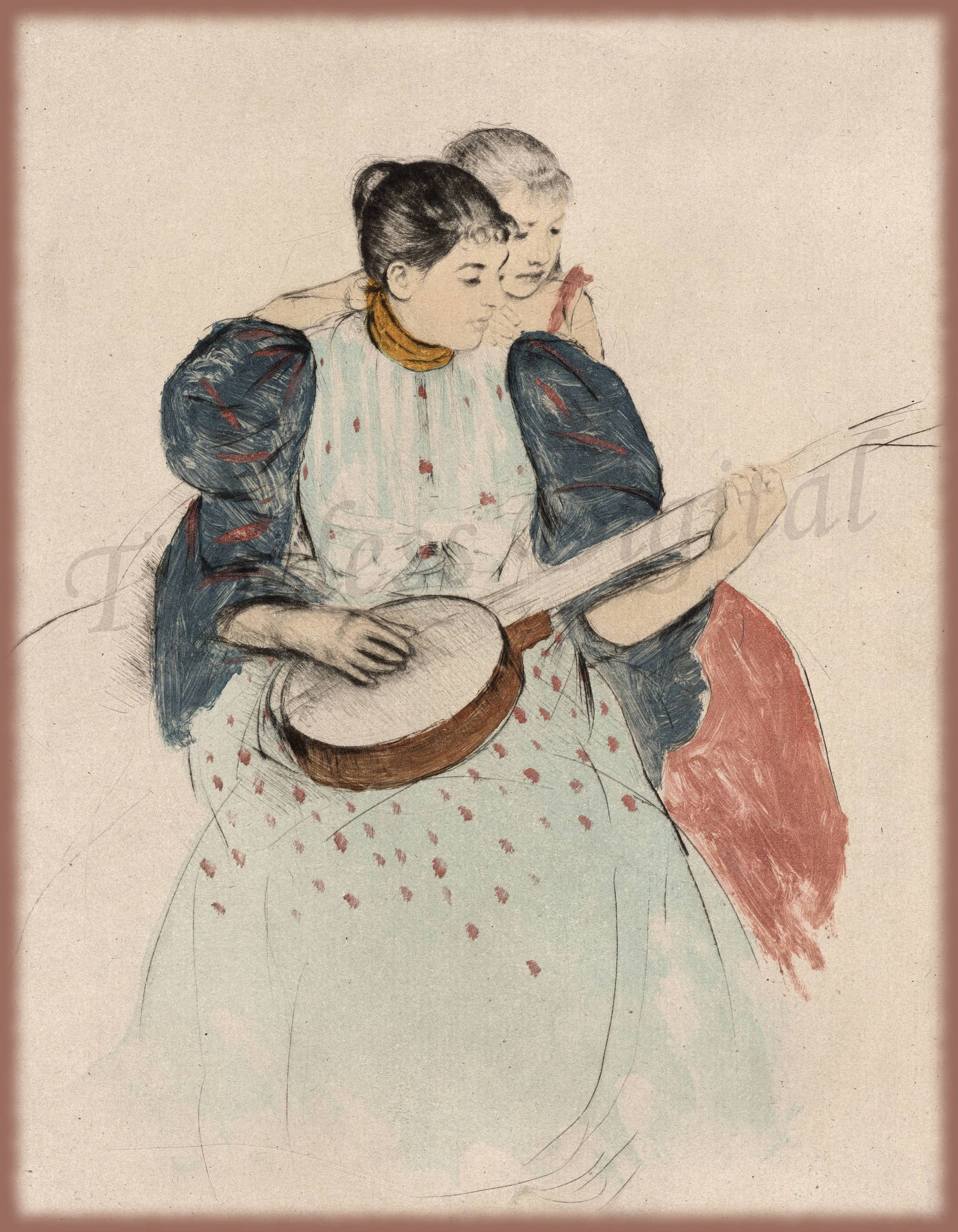 Banjo Lesson - Large Vintage Illustration Image - Instant Digital ...