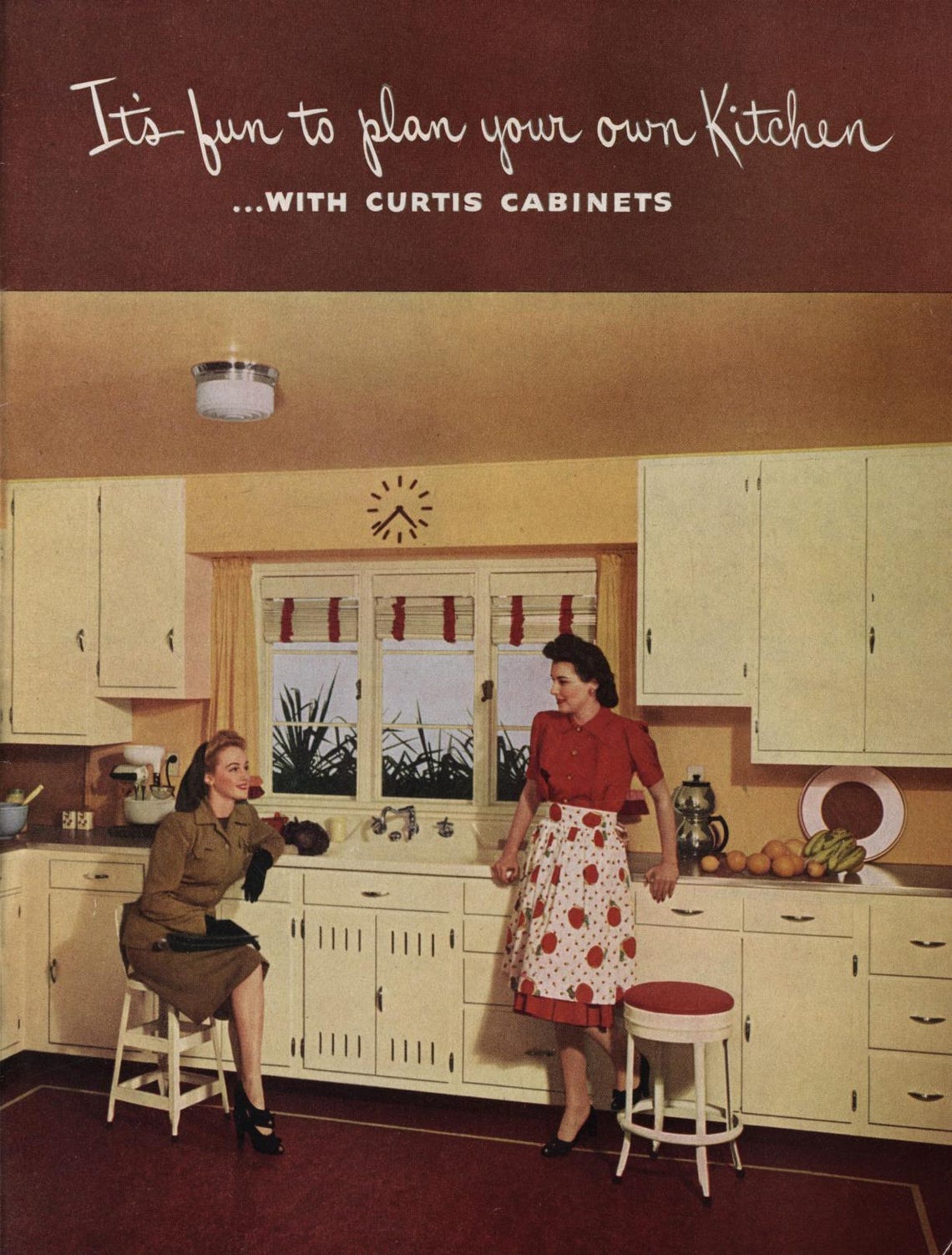 Vintage 1949 Kitchen Design – Curtis Cabinets & Retro Cabinet Ideas – Mid-century Kitchen ...
