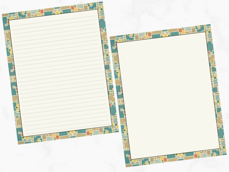 Retro Mod Vintage Geometric Style Stationery Writing Paper Printable ...