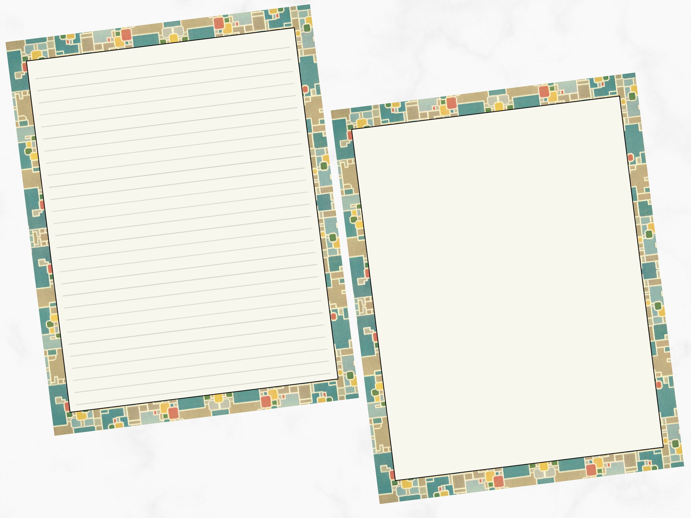 Retro Mod Vintage Geometric Style Stationery Writing Paper Printable ...