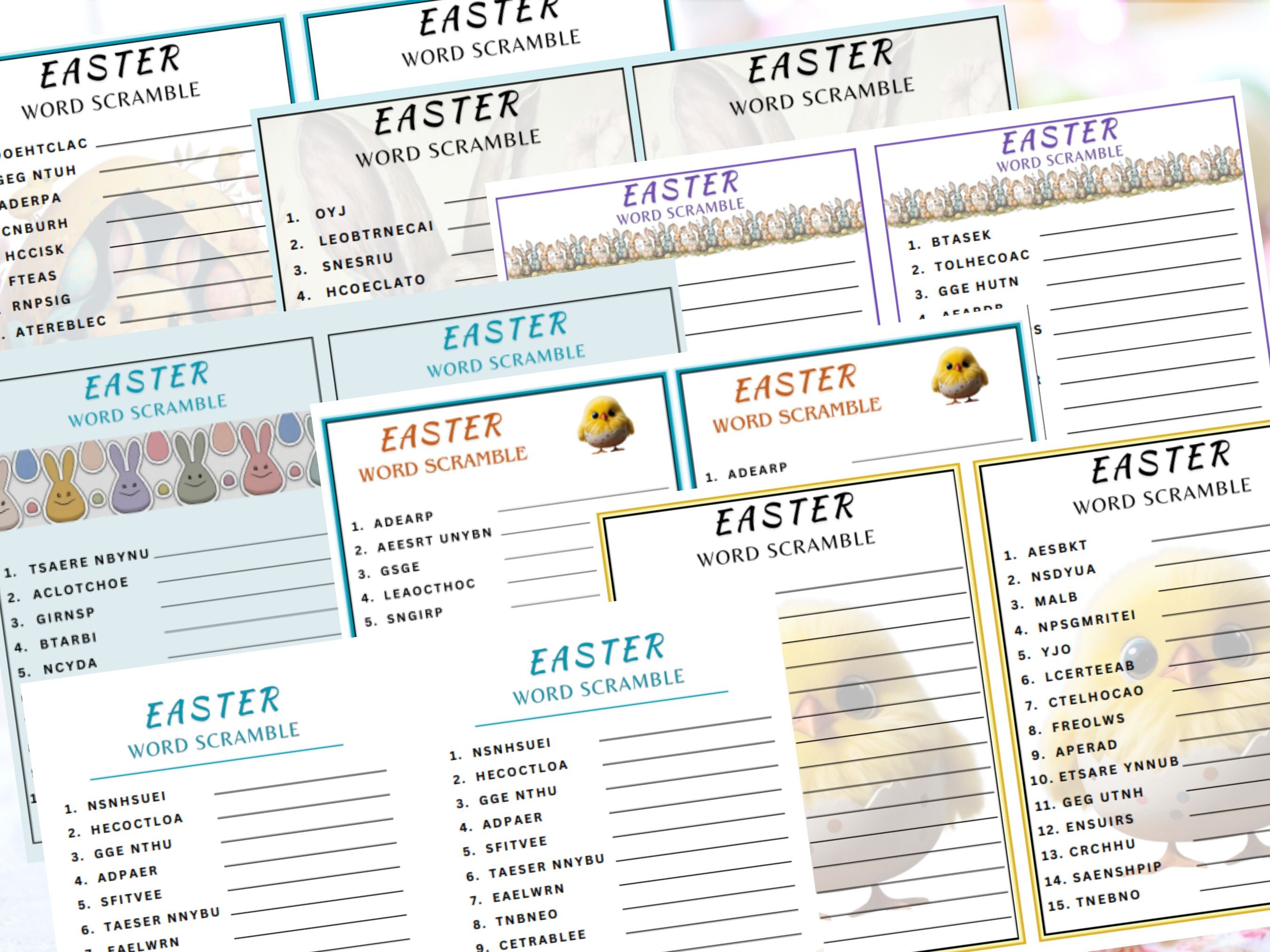 Easter Word Scramble Printable Set of 7 Pages | Instant Download ...