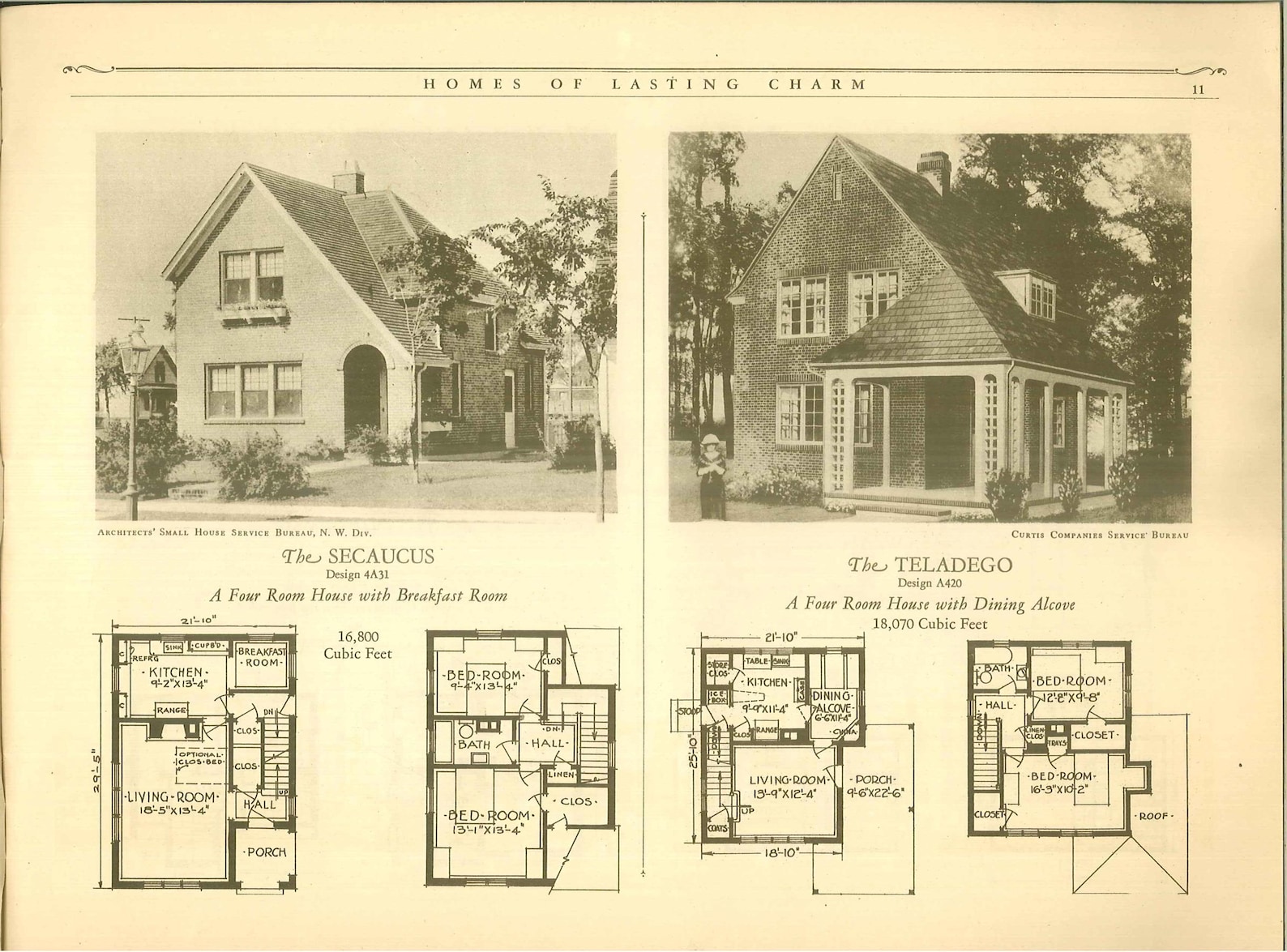 Vintage 1927 Small House Plans Catalog – 120 Brick Home Designs With ...