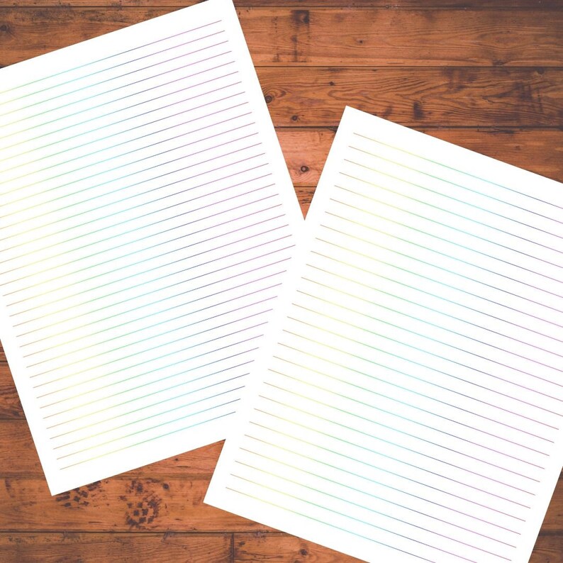 2 Printable Rainbow Colored Lined Pages Rainbow Colorful Lines Digital ...
