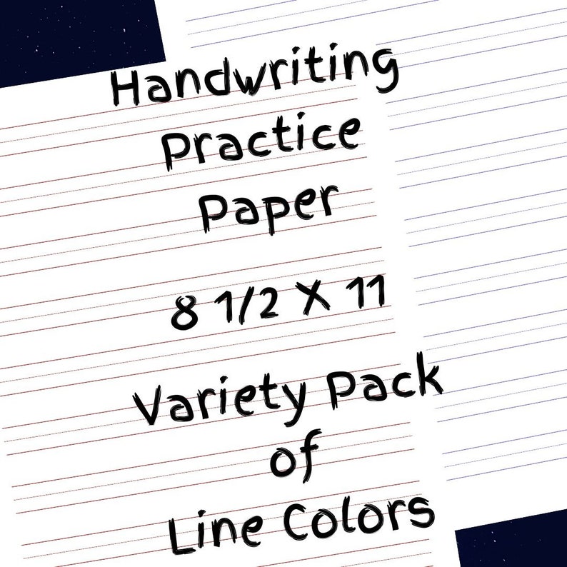 12 Printable Handwriting Practice Colored Lined Pages Colorful Lines ...