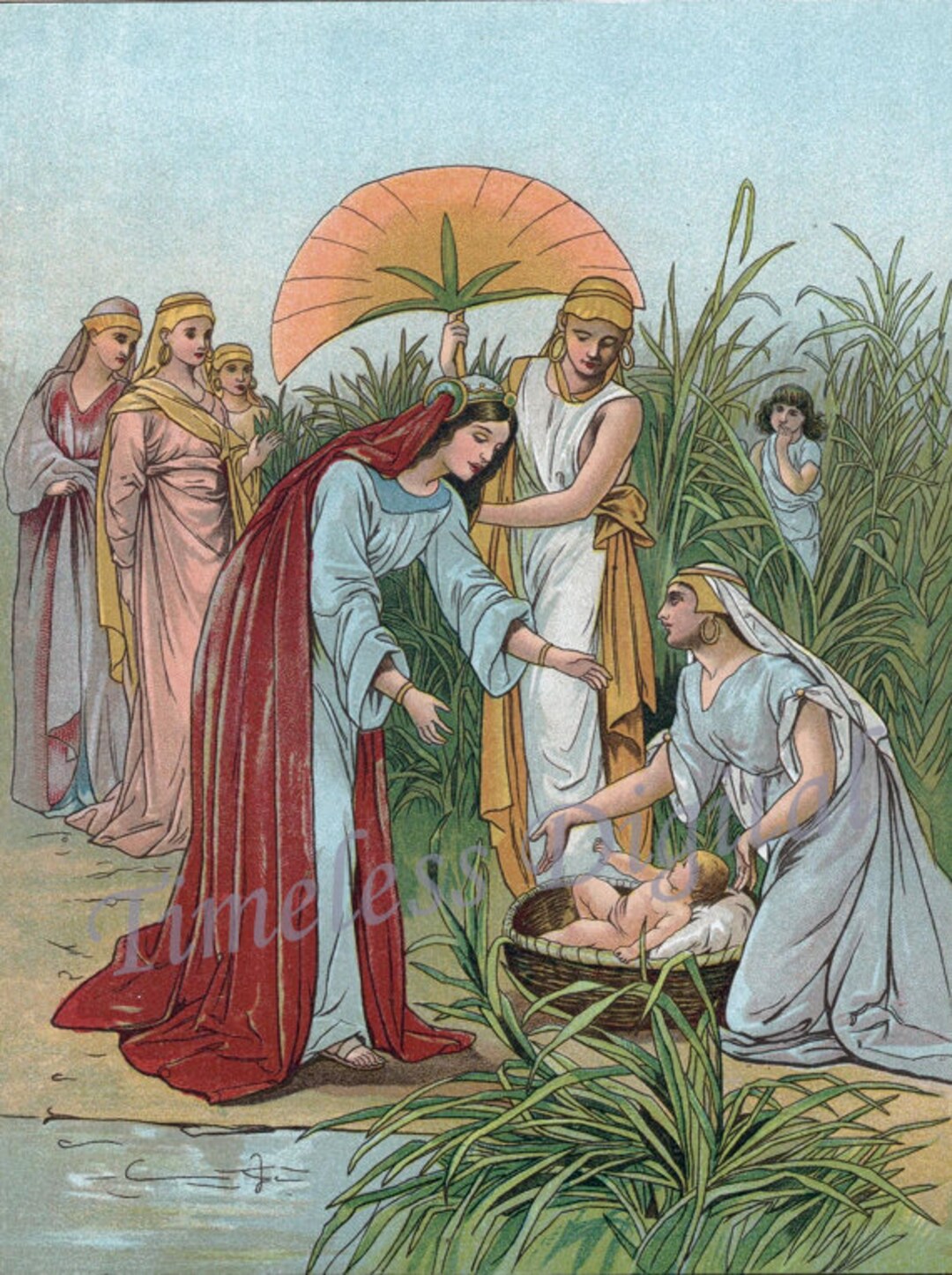 Child Decor - Baby Moses - Vintage Illustration Image - Antique Picture ...