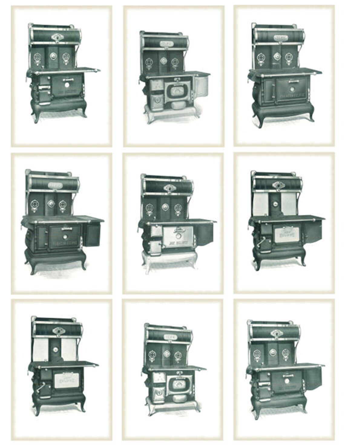 Antique Stoves - Digital Collage Sheet - Vintage - Printable - 9 Images ...