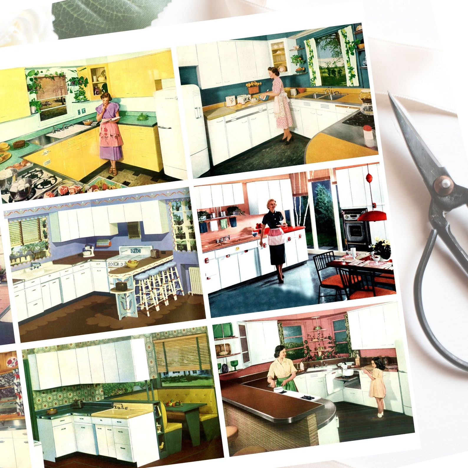 Kitchen Design From the 1950s - Digital Collage Sheet - 9 Vintage ...