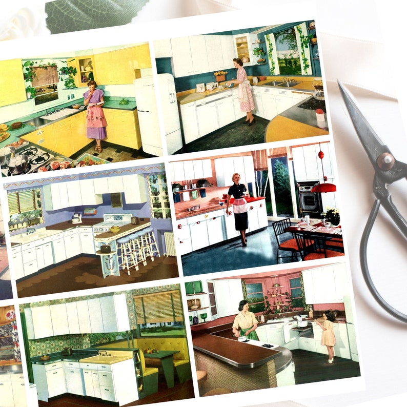 Kitchen Design From the 1950s - Digital Collage Sheet - 9 Vintage ...