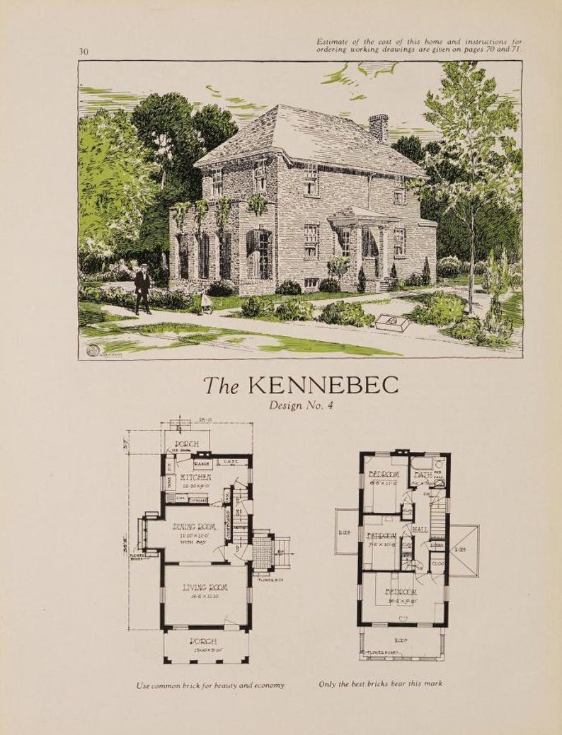 35 Vintage 1920 Historic Home Brick Designs for Cottages, Bungalows ...