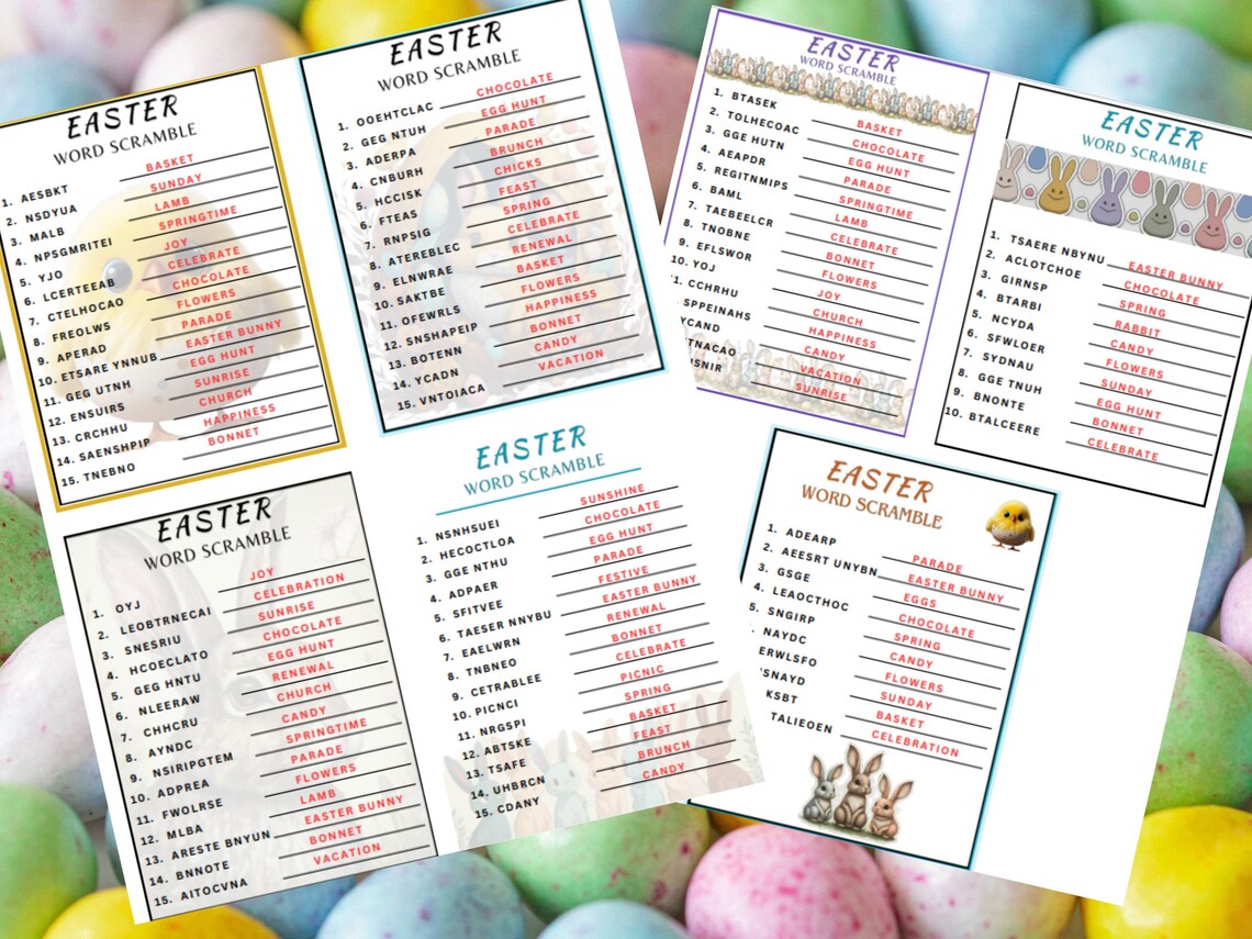 Easter Word Scramble Printable Set of 7 Pages | Instant Download ...