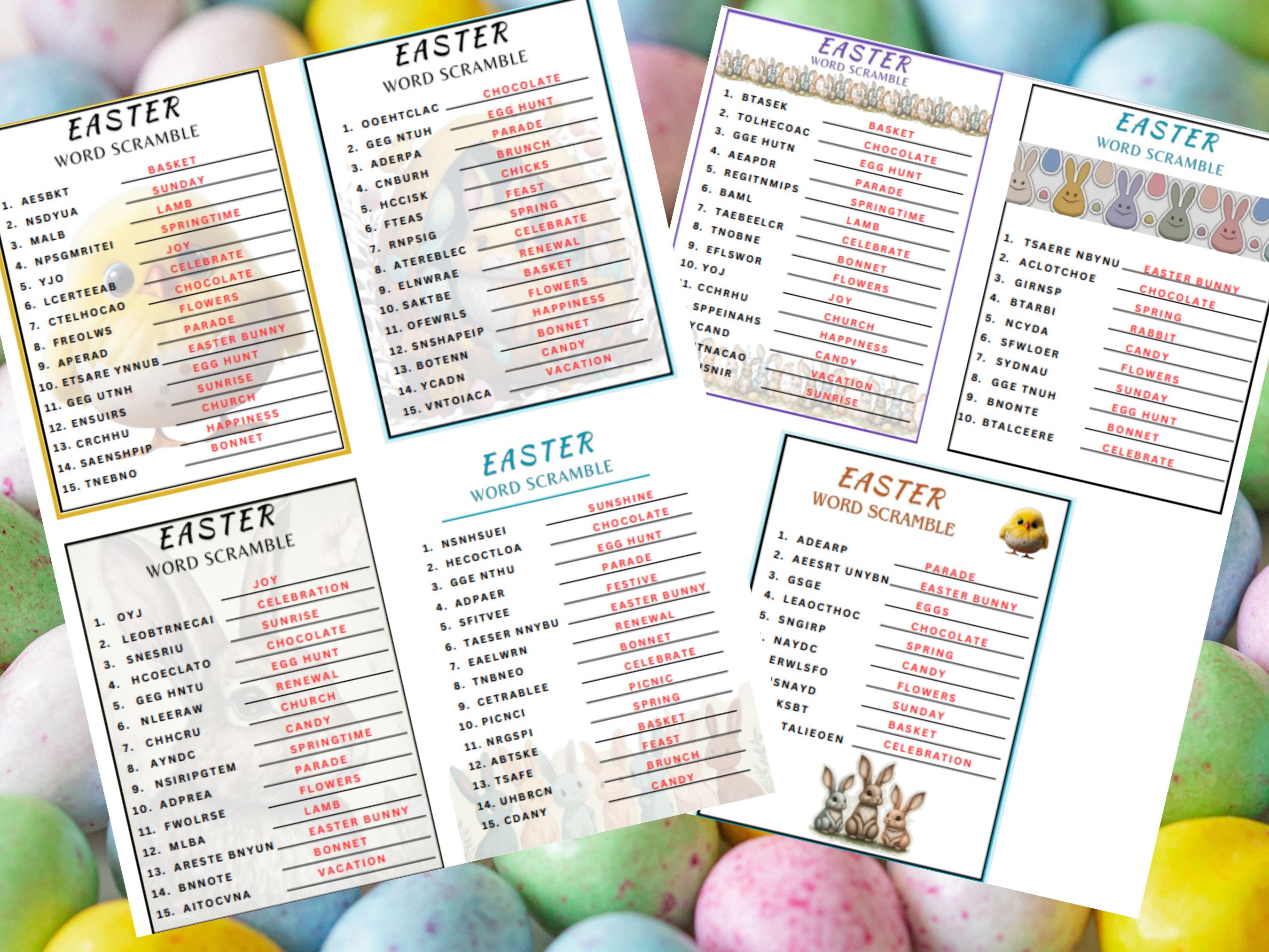Easter Word Scramble Printable Set of 7 Pages | Instant Download ...