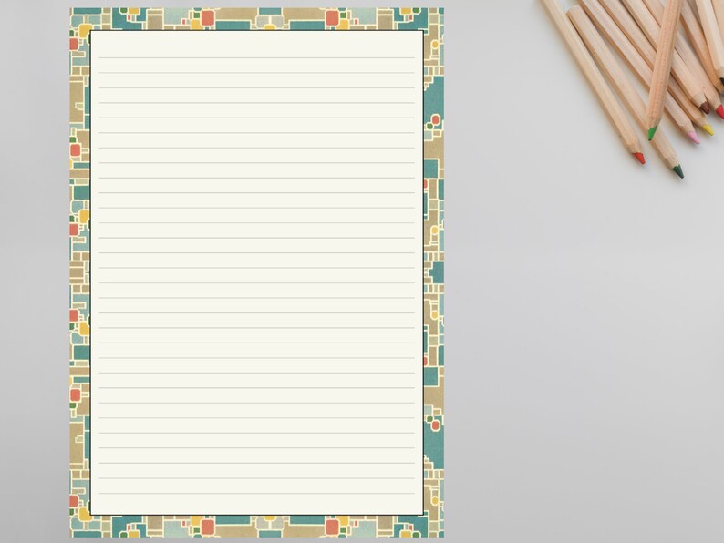 Retro Mod Vintage Geometric Style Stationery Writing Paper Printable ...
