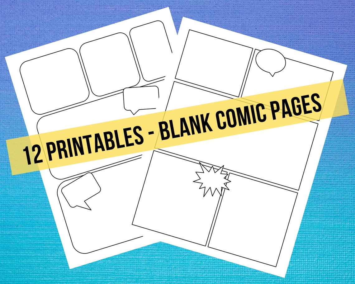 12 Printable Blank Comic Book Pages Callouts Digital Paper Pack Make ...