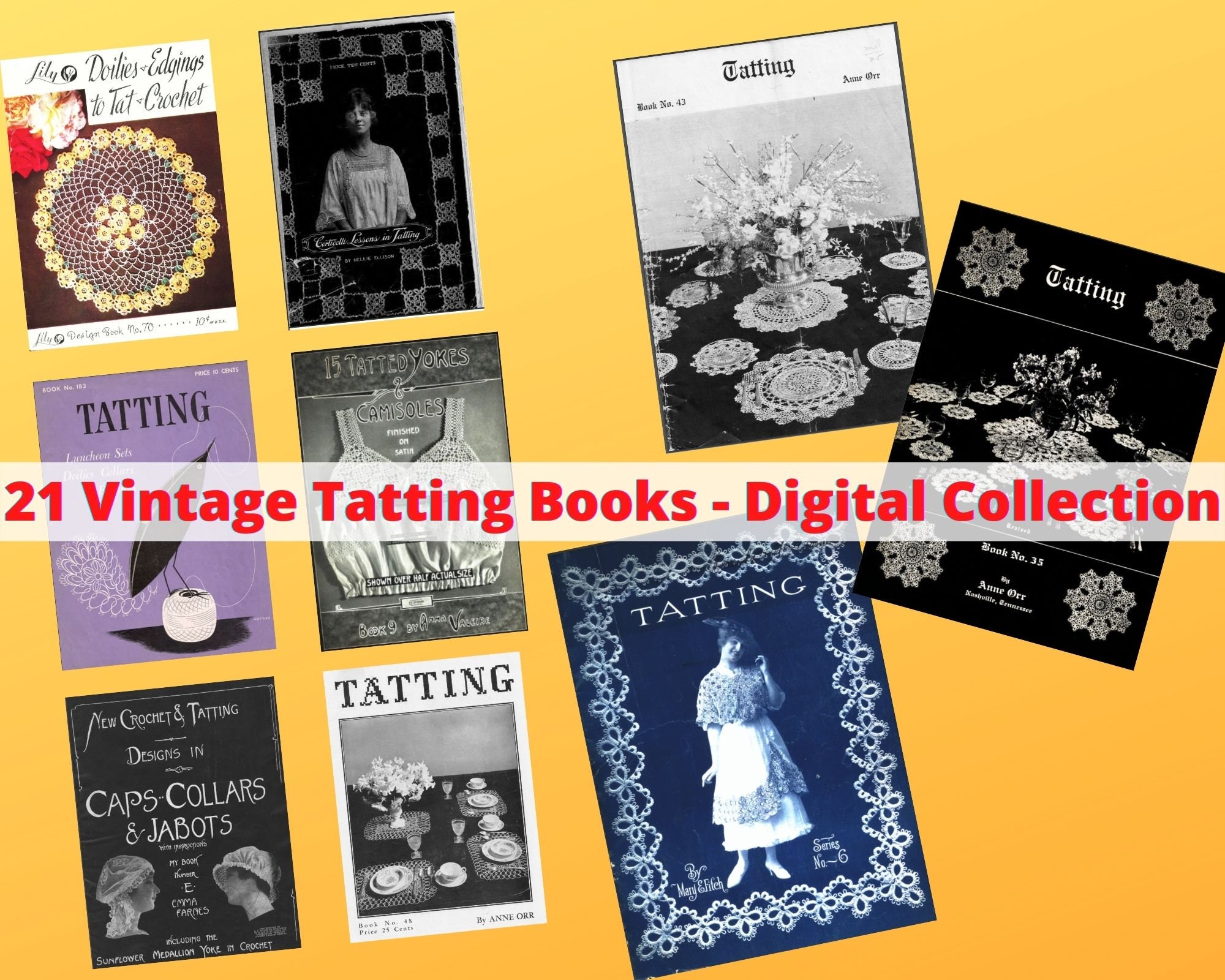 21 Vintage Tatting Digital Books - Patterns - Original Tat Instructions ...