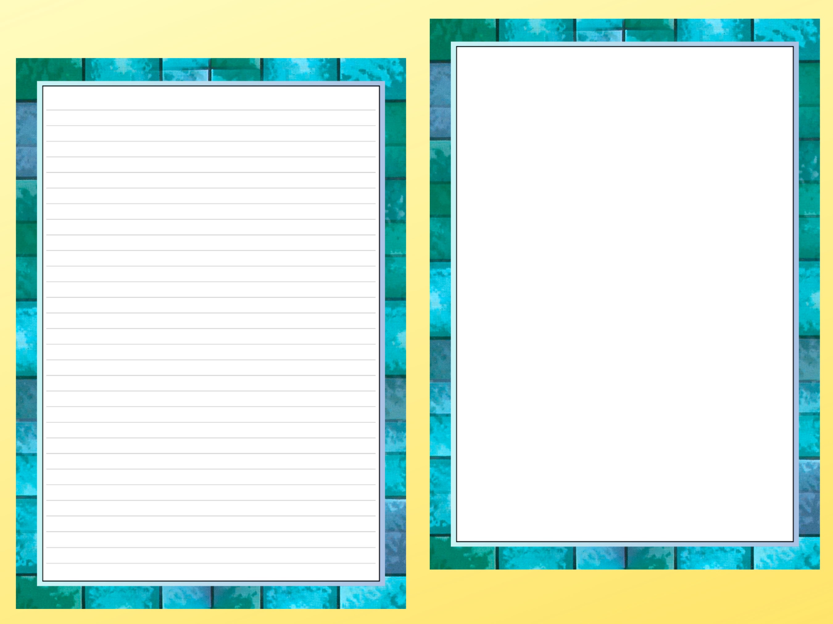 Teal Green Blue Glass Tile Style Stationery Writing Paper Printable ...